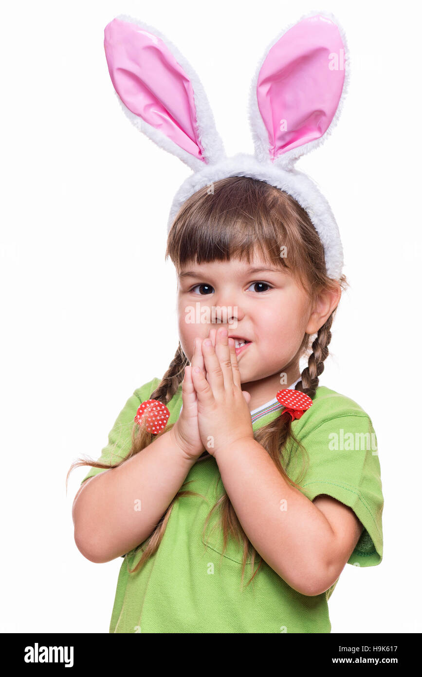 Little girl with rabbit ears Stock Photo - Alamy