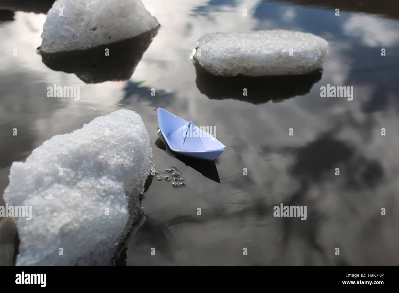 paper boat in a pool Stock Photo - Alamy