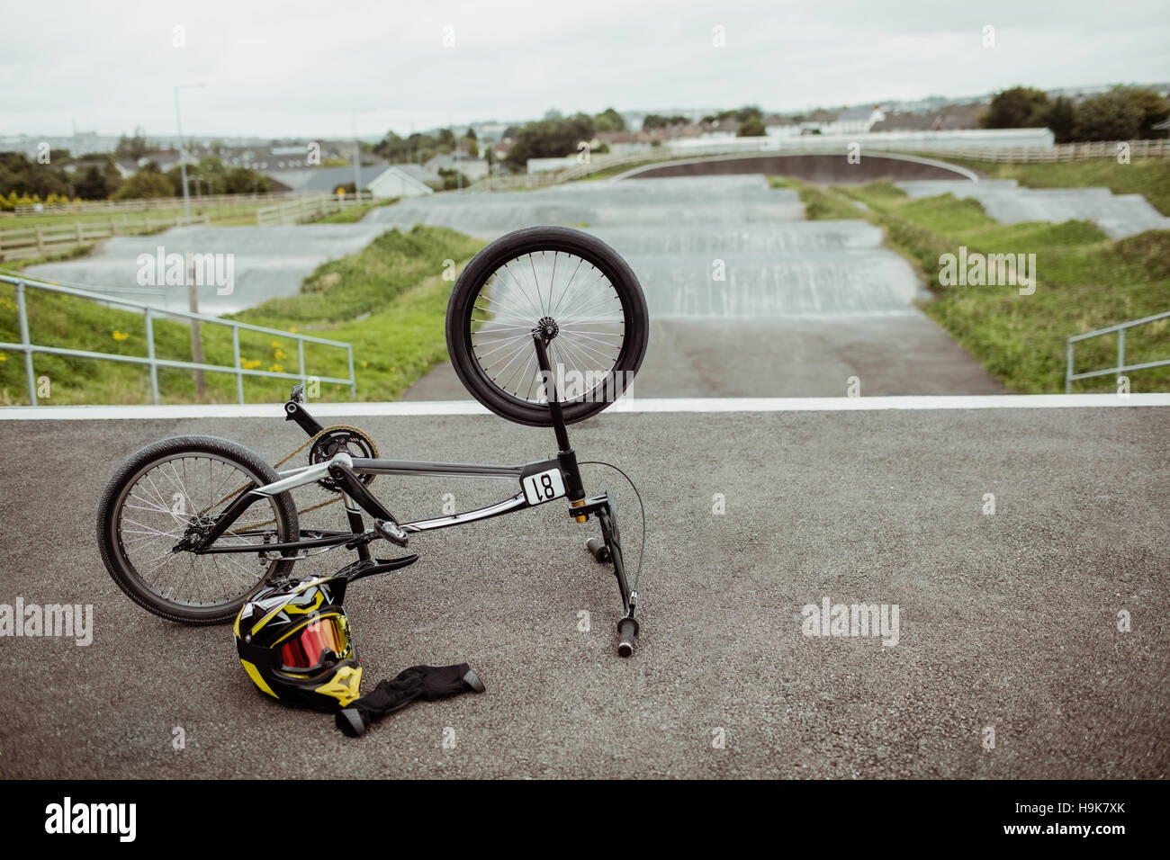 BMX bike on starting ramp Stock Photo - Alamy