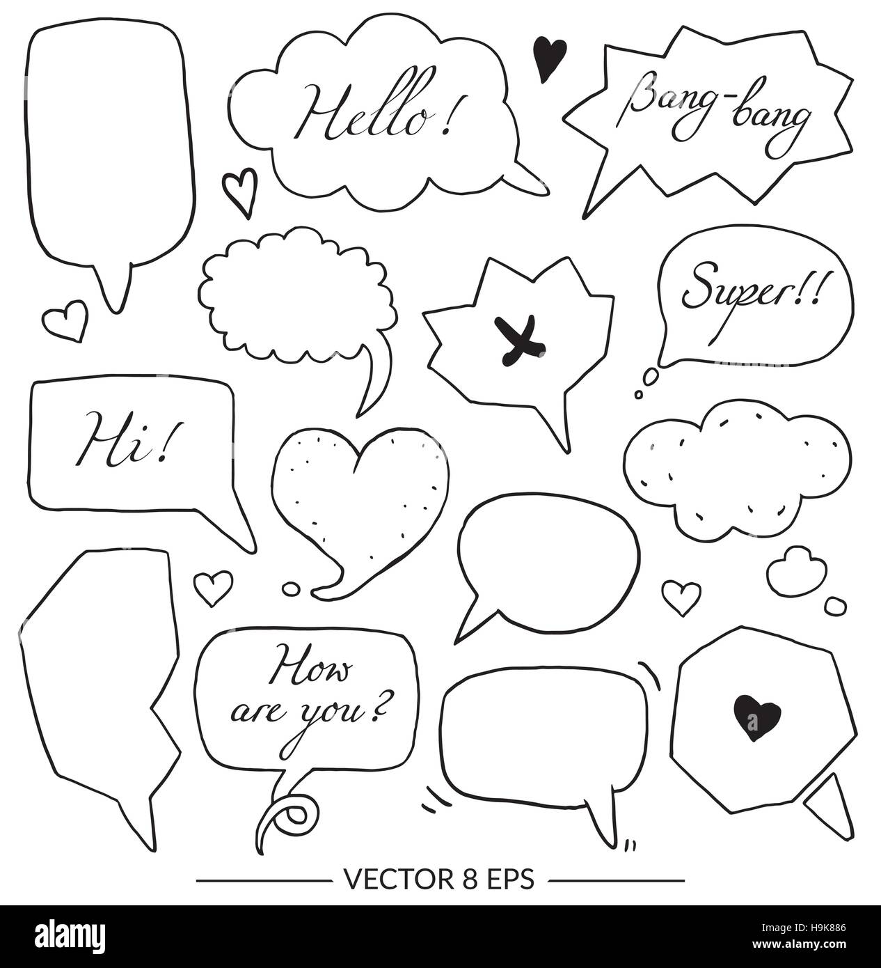 Vector set of balloons for inscriptions, pop arts, comics, cartoons ...