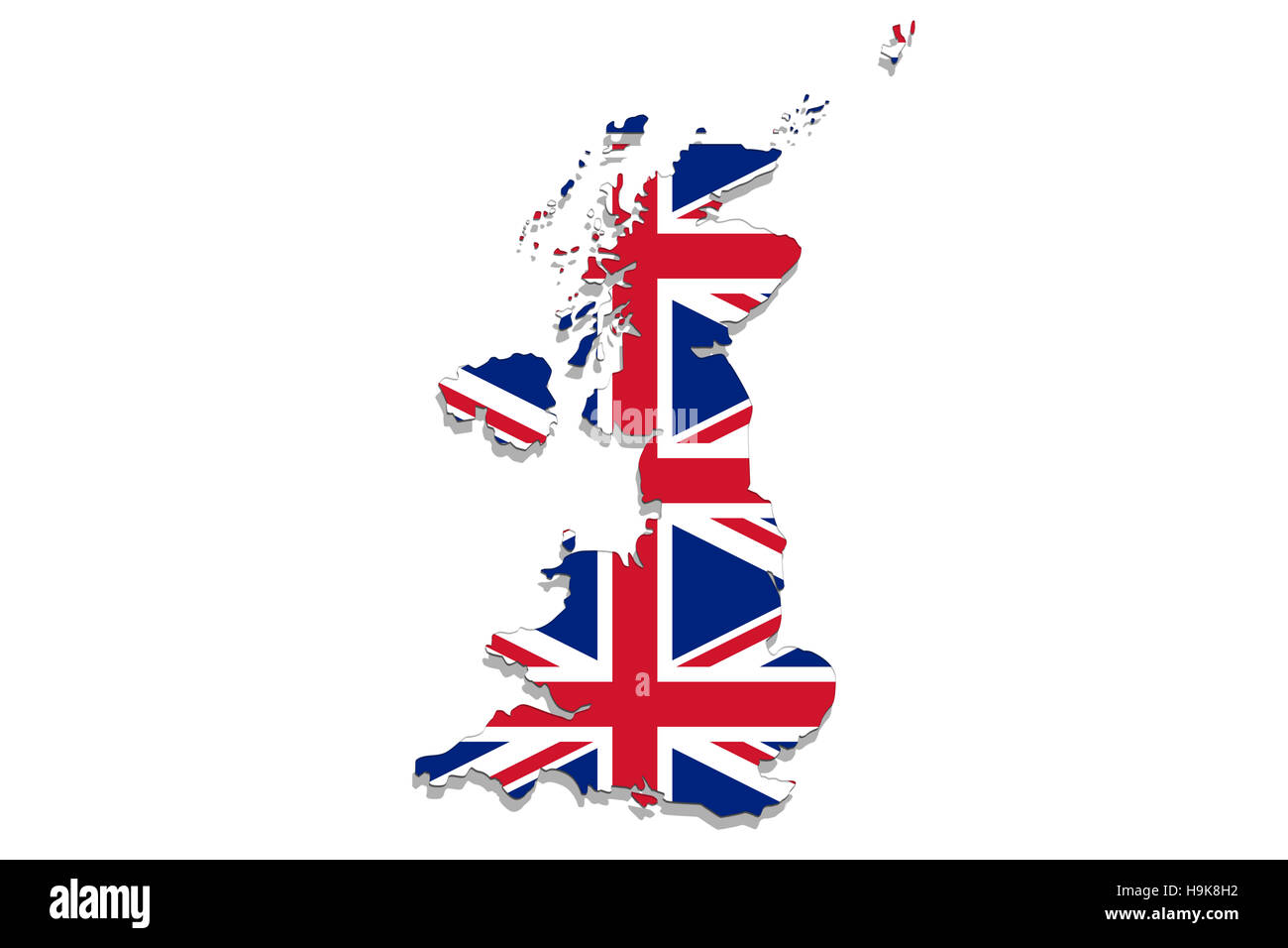United Kingdom map with flag on white background Stock Photo - Alamy