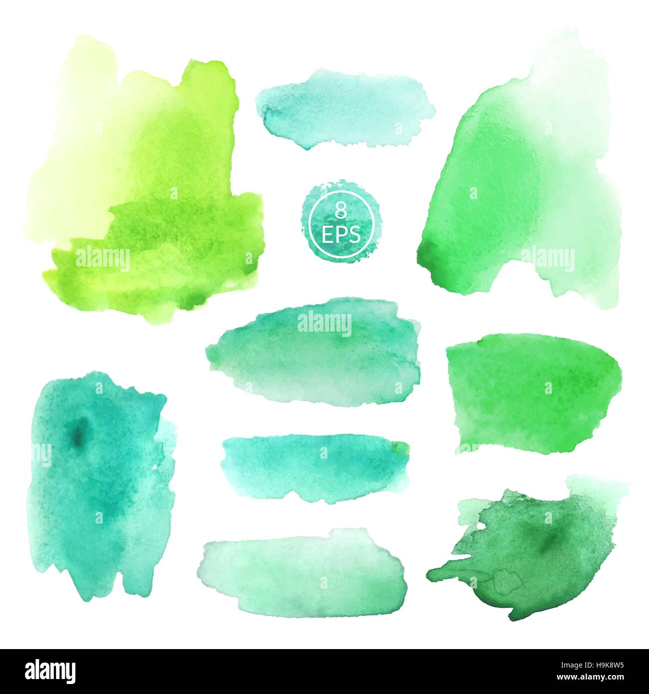 Vector. Set of watercolor blots isolated on white background. Colorful ...