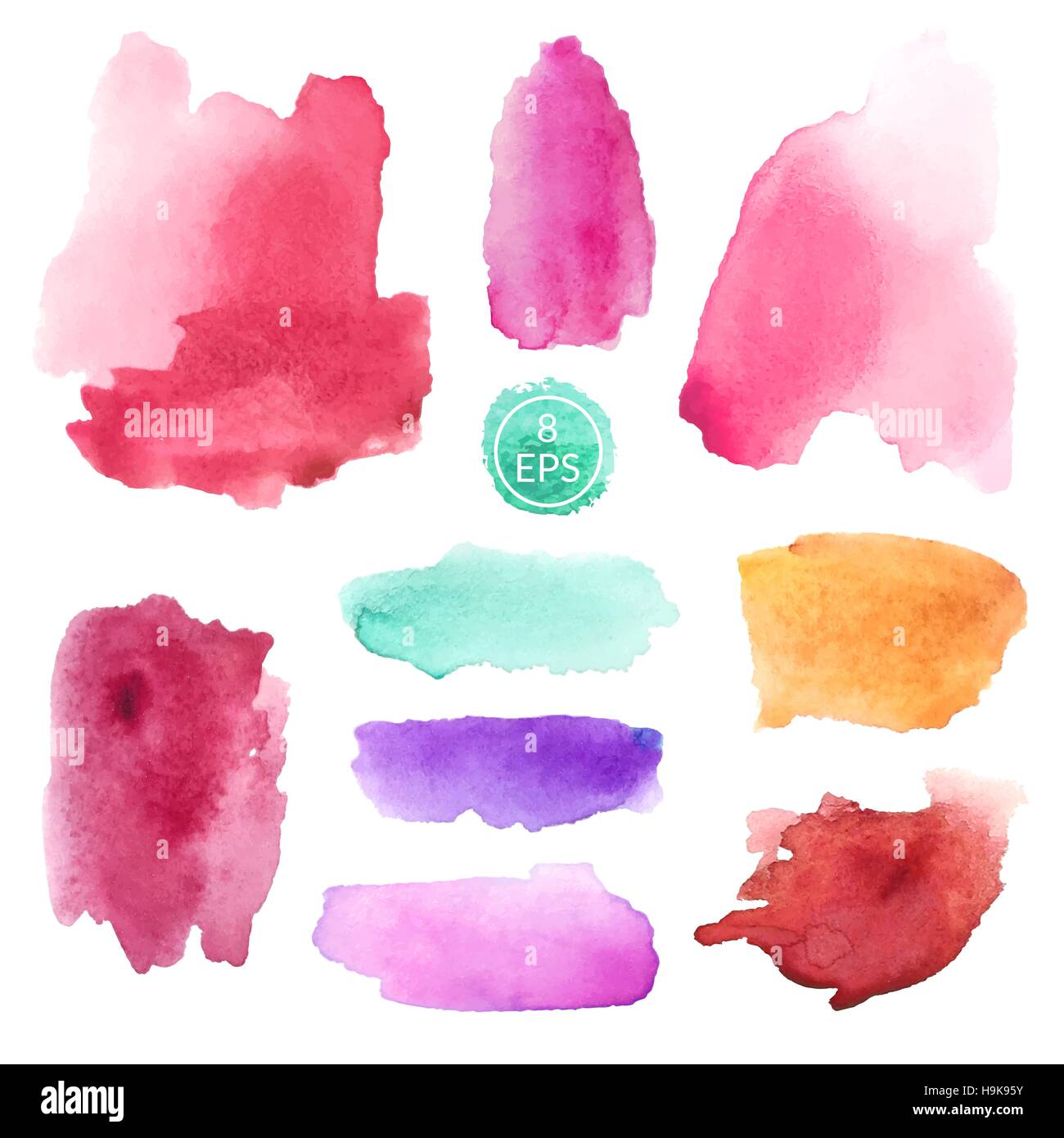 Vector. Set of watercolor blots isolated on white background. Colorful ...