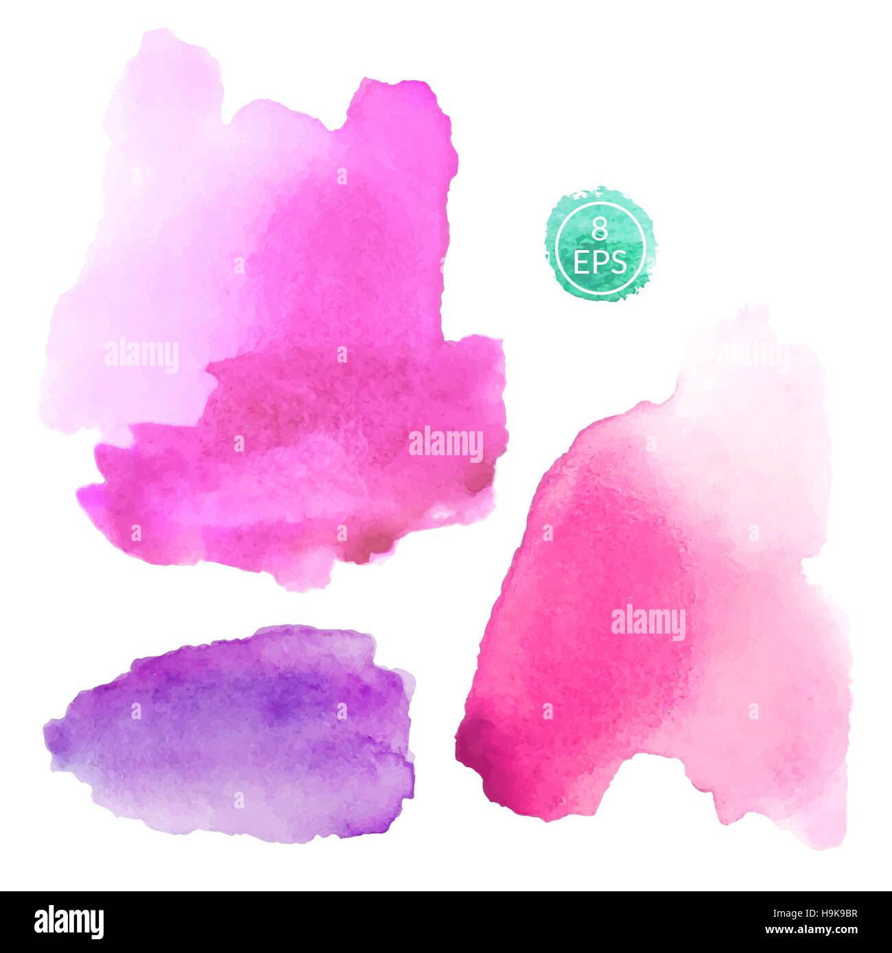 Vector. Set of watercolor blots isolated on white background. Colorful ...