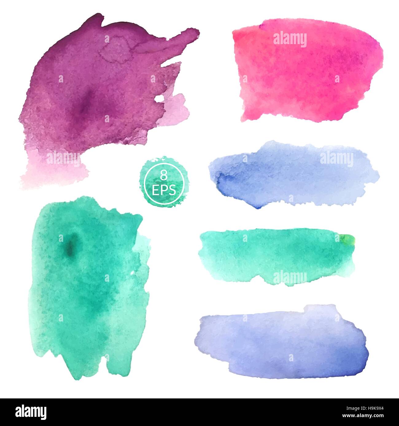 Vector. Set of watercolor blots isolated on white background. Colorful ...