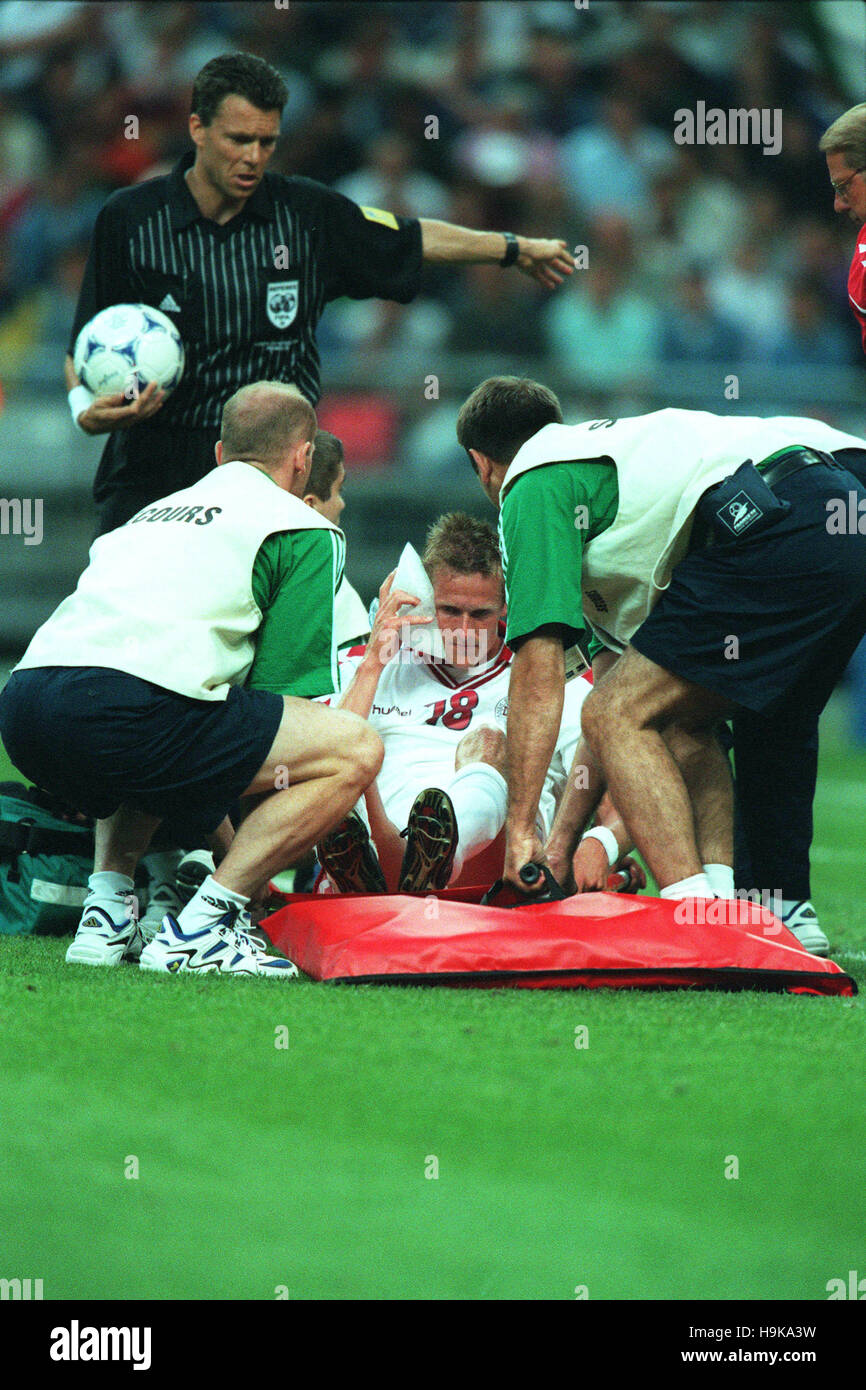 PETER MOLLER GETS TREATMENT NIGERIA V DENMARK 02 July 1998 Stock Photo ...