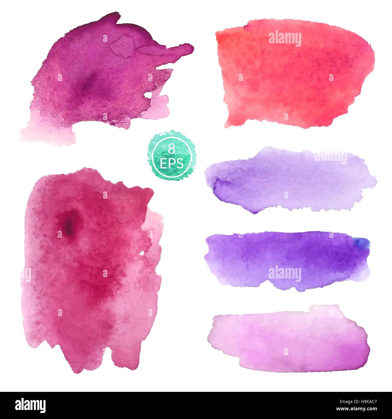 Vector. Set of watercolor blots isolated on white background. Colorful ...