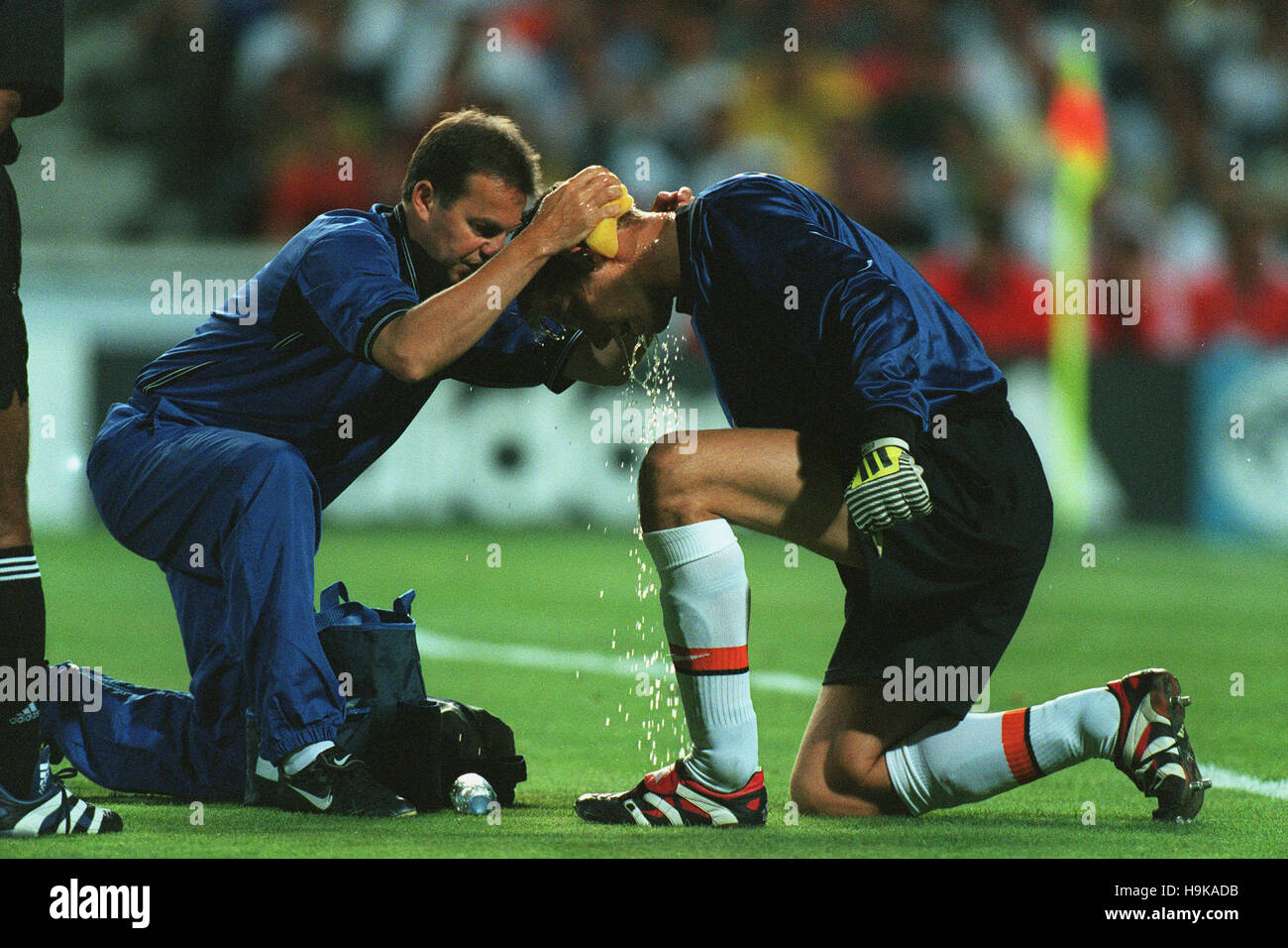 EDWIN VAR DER SAR IS TREATED BRAZIL V HOLLAND 07 July 1998 Stock Photo ...
