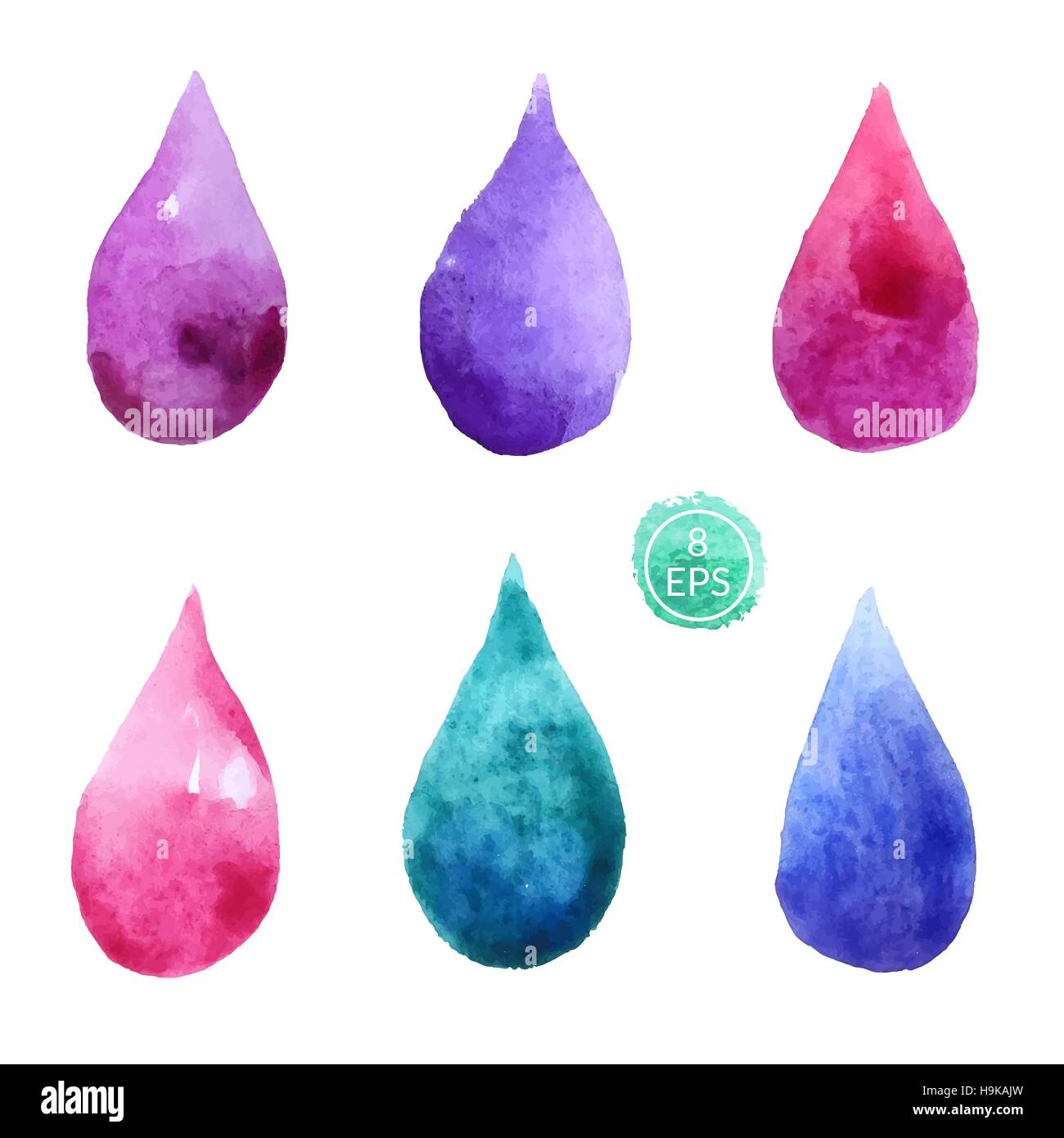 Vector. Set of watercolor blots isolated on white background. Colorful ...