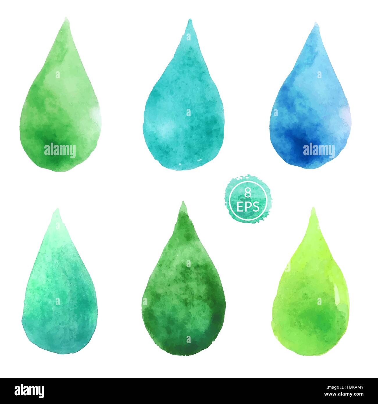 Vector. Set of watercolor blots isolated on white background. Colorful ...