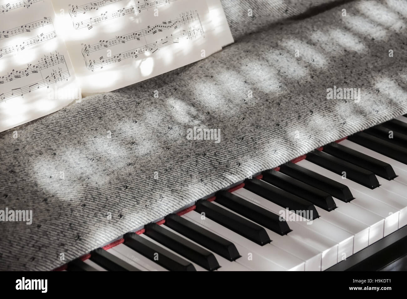 multiple beautiful detailed views of piano keys and notes and sheet ...