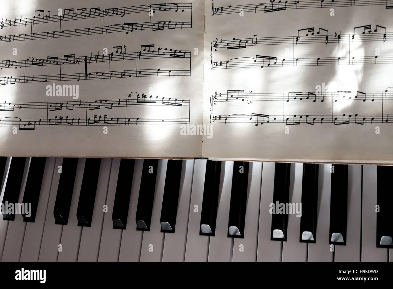 multiple beautiful detailed views of piano keys and notes and sheet ...