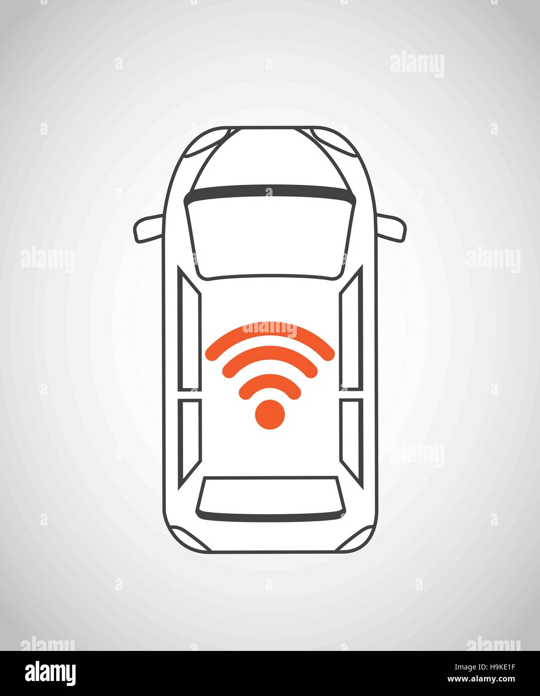 autonomous car vehicle with wireless waves over white background ...