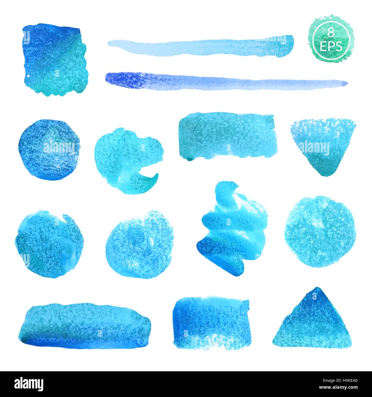 Vector. Set of hand drawn watercolor shapes isolated on white ...