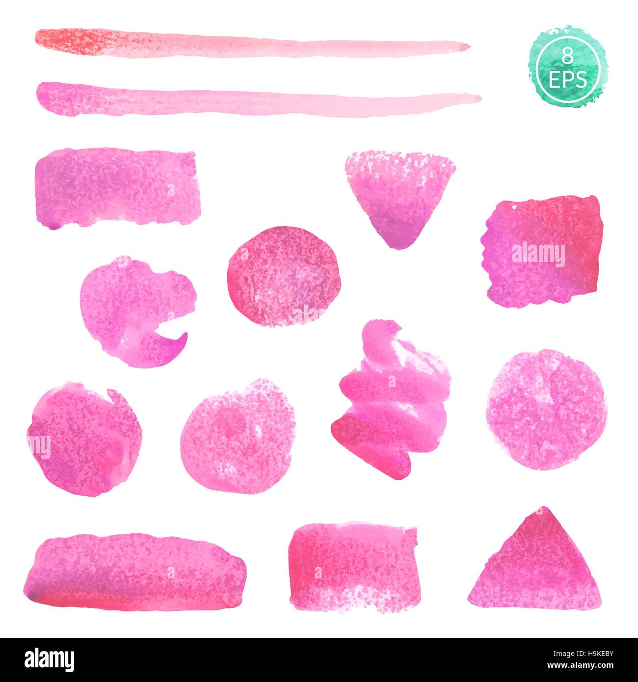 Vector. Set of hand drawn watercolor shapes isolated on white ...