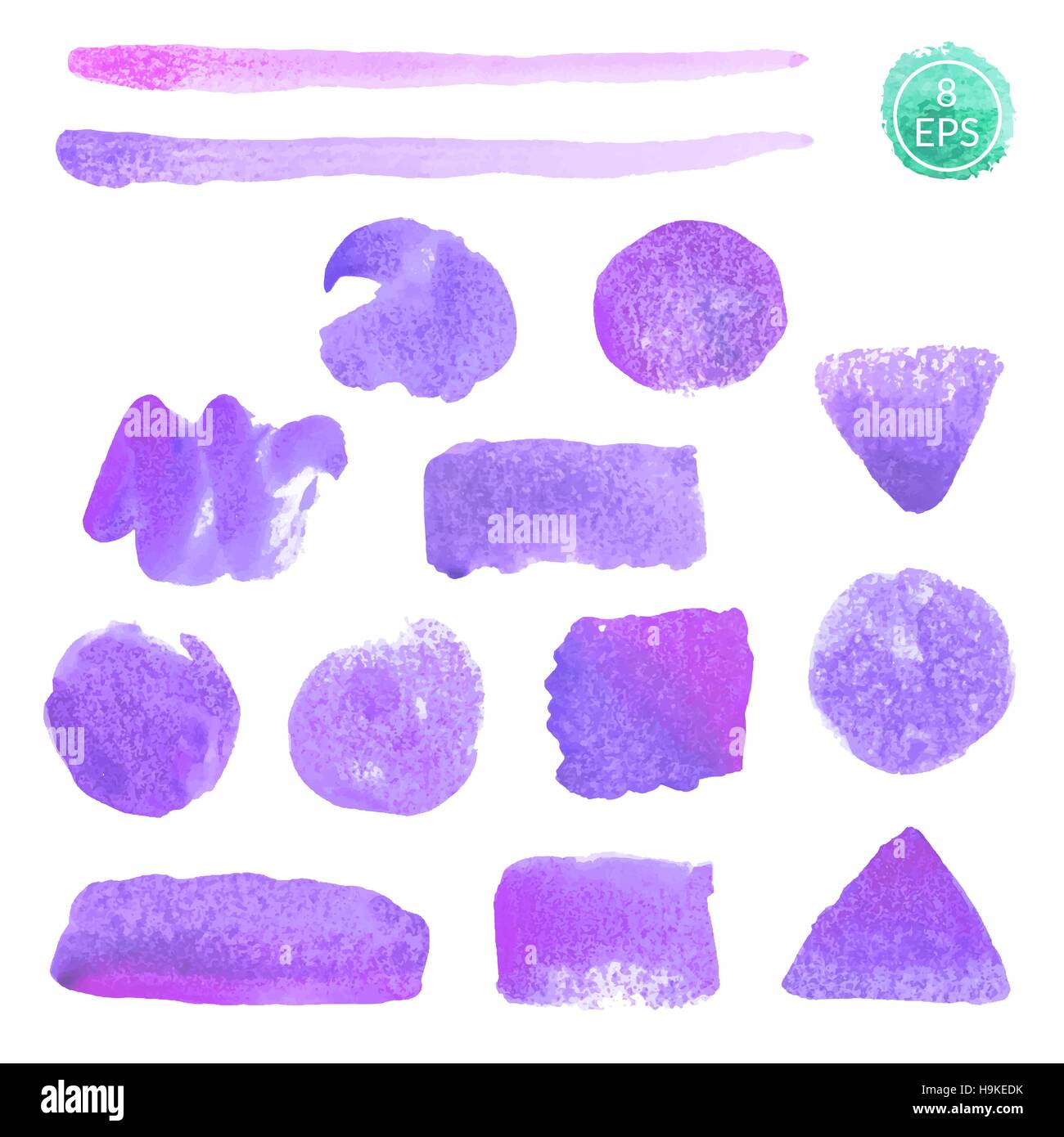 Vector. Set of hand drawn watercolor shapes isolated on white ...