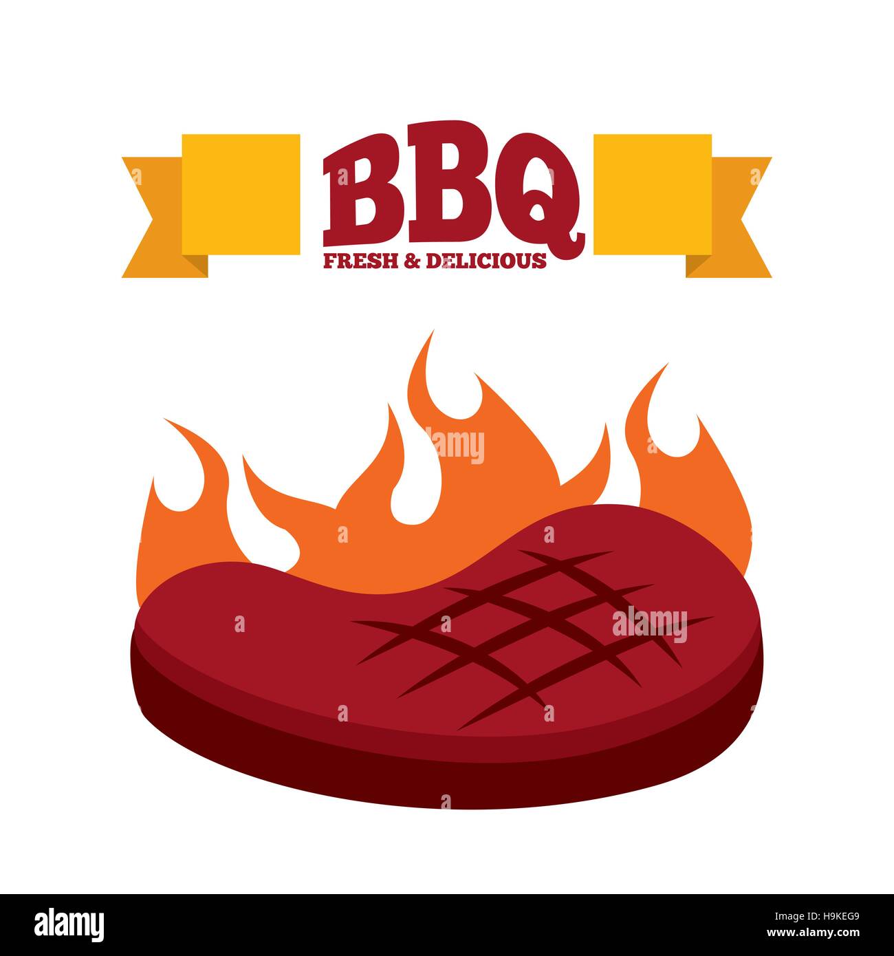 steak of meat burning over white background. barbecue fresh and ...