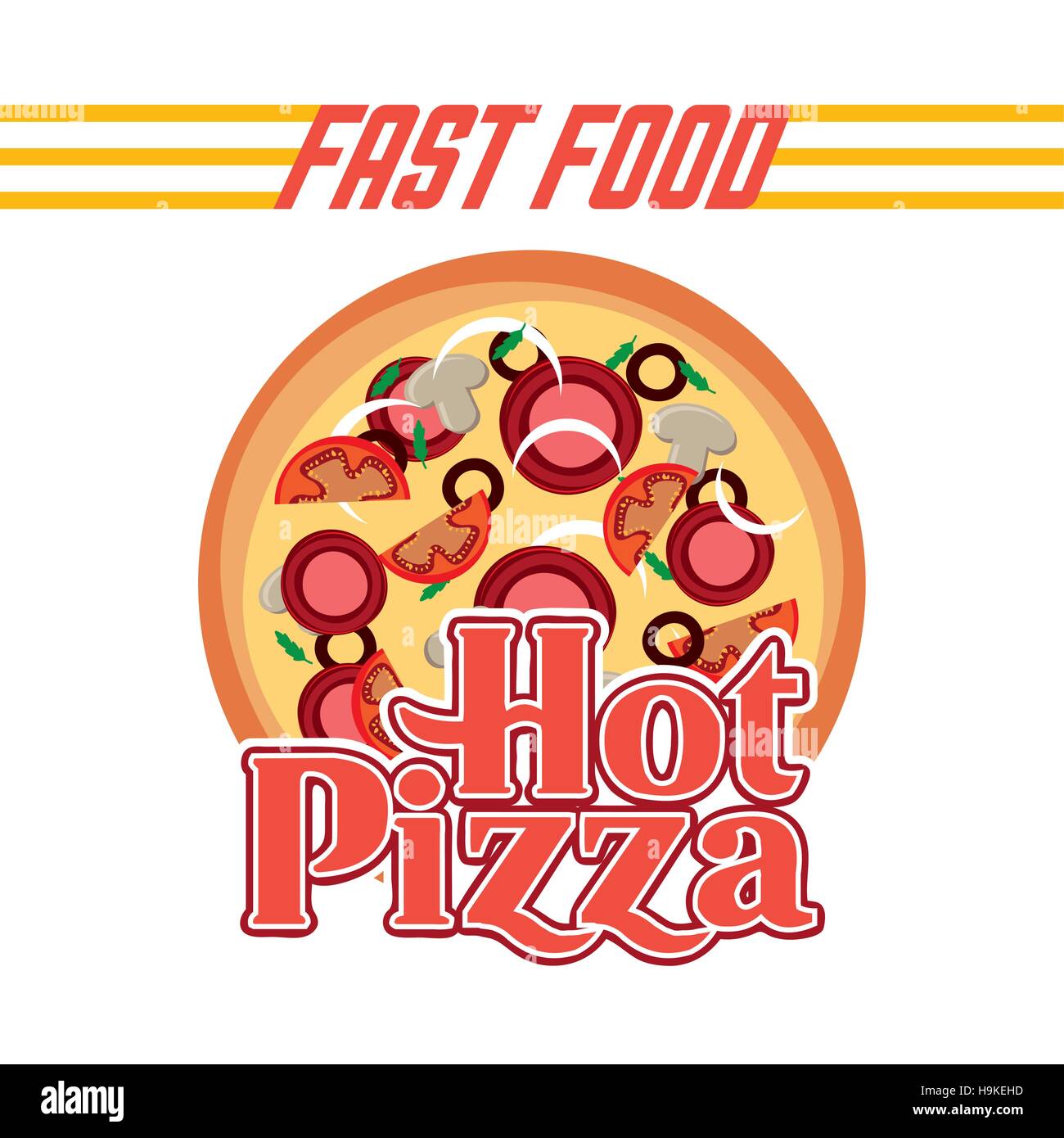 hot pizza icon over white background. fast food concept. colorful ...