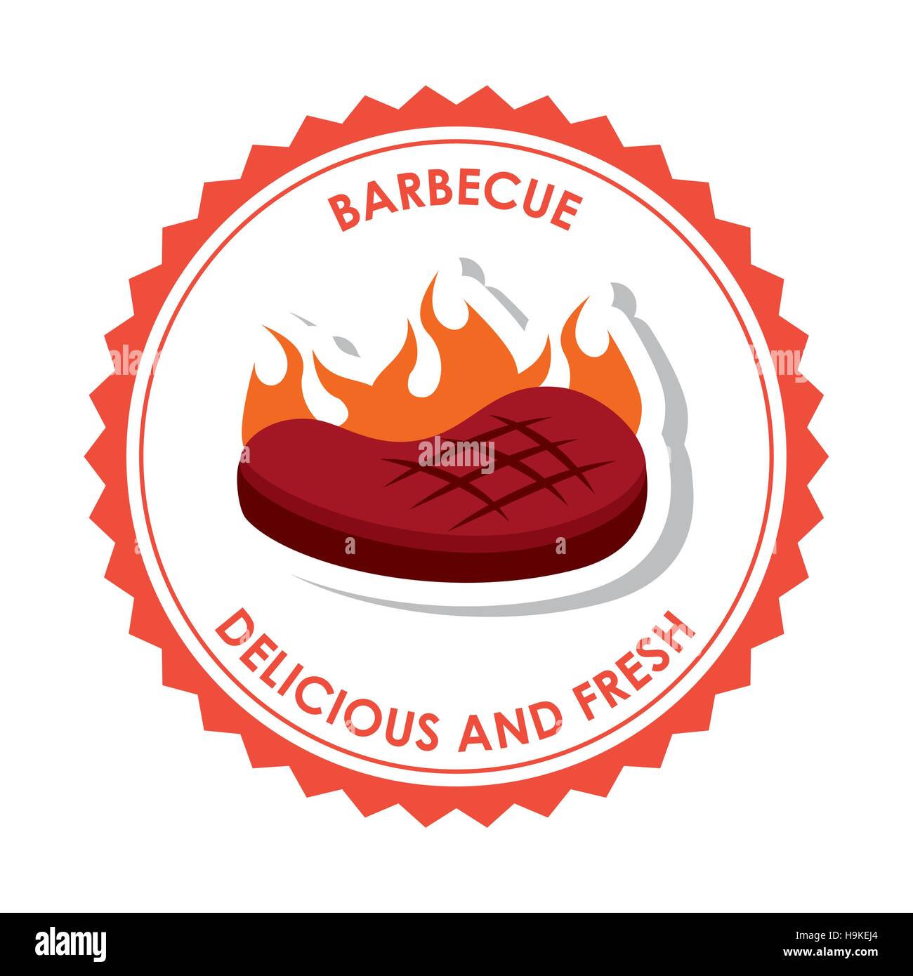 seal stamp with steak of meat burning icon inside over white background ...