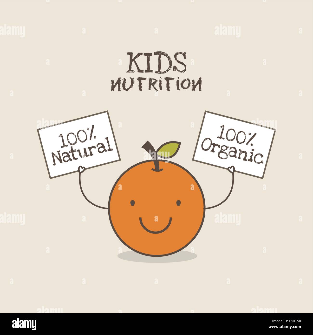 cartoon orange with happy face. kids nutrition concept. colorful design ...