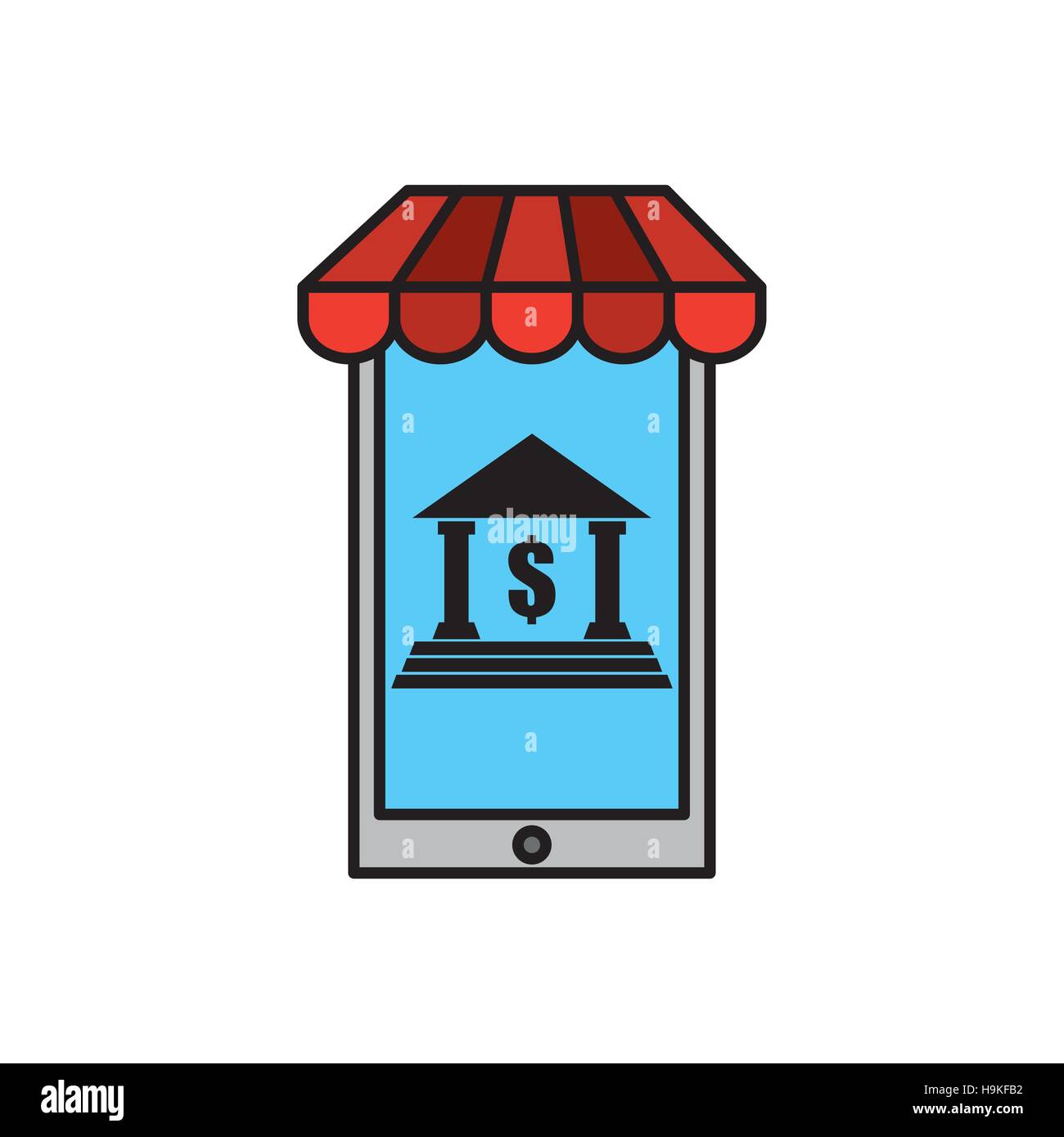bank icon on smartphone screen over white background. vector ...