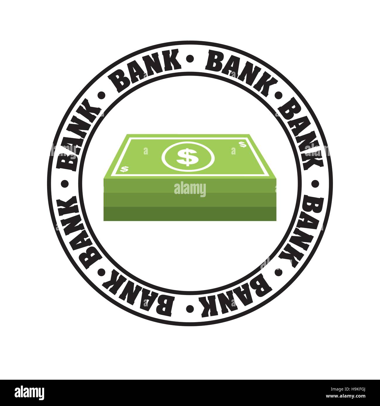 seal stamp with green bills and bank word over white background. vector ...