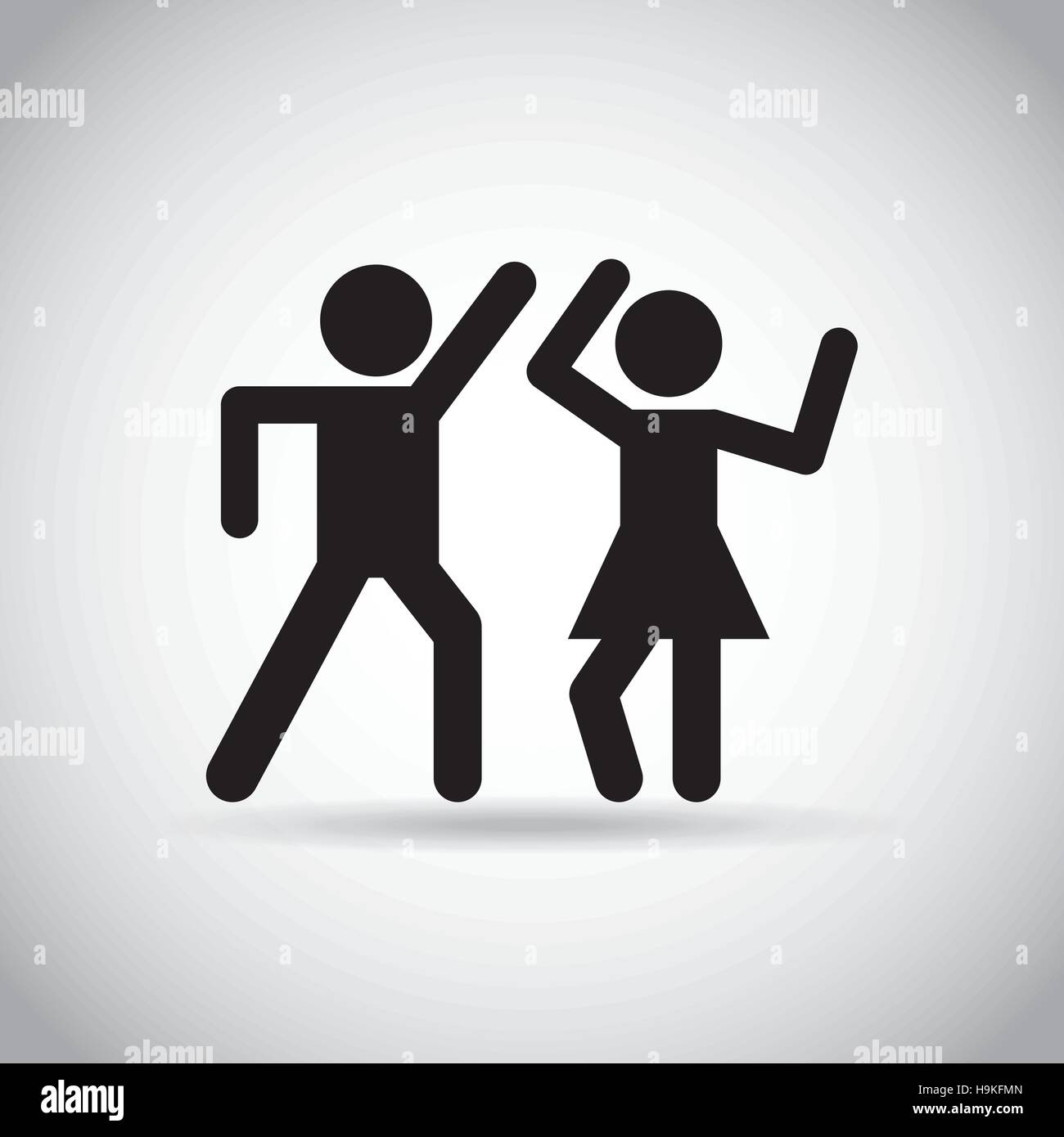 happy couple dancing over white background. pictogram design. vector ...