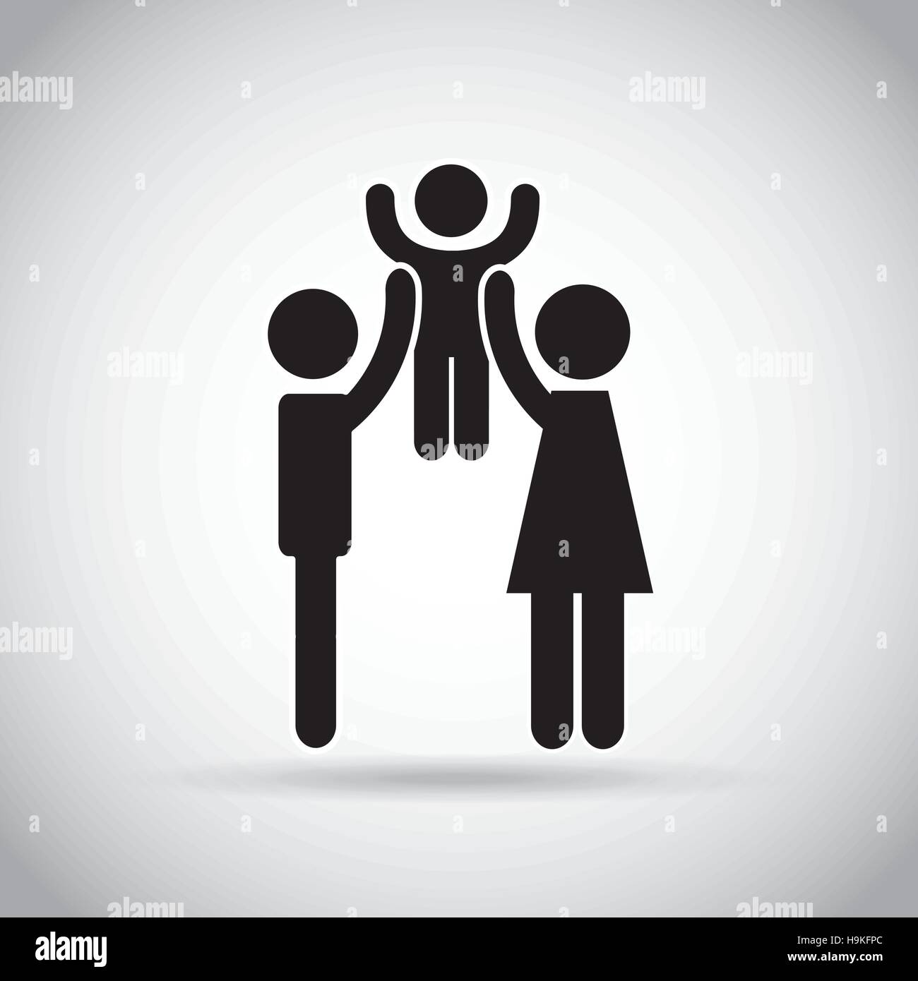 couple with little kid over white background. pictogram design. vector ...