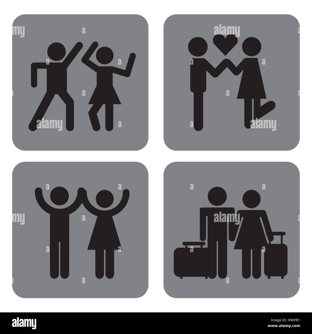 gray squares with couples icons over white background. pictogram design ...