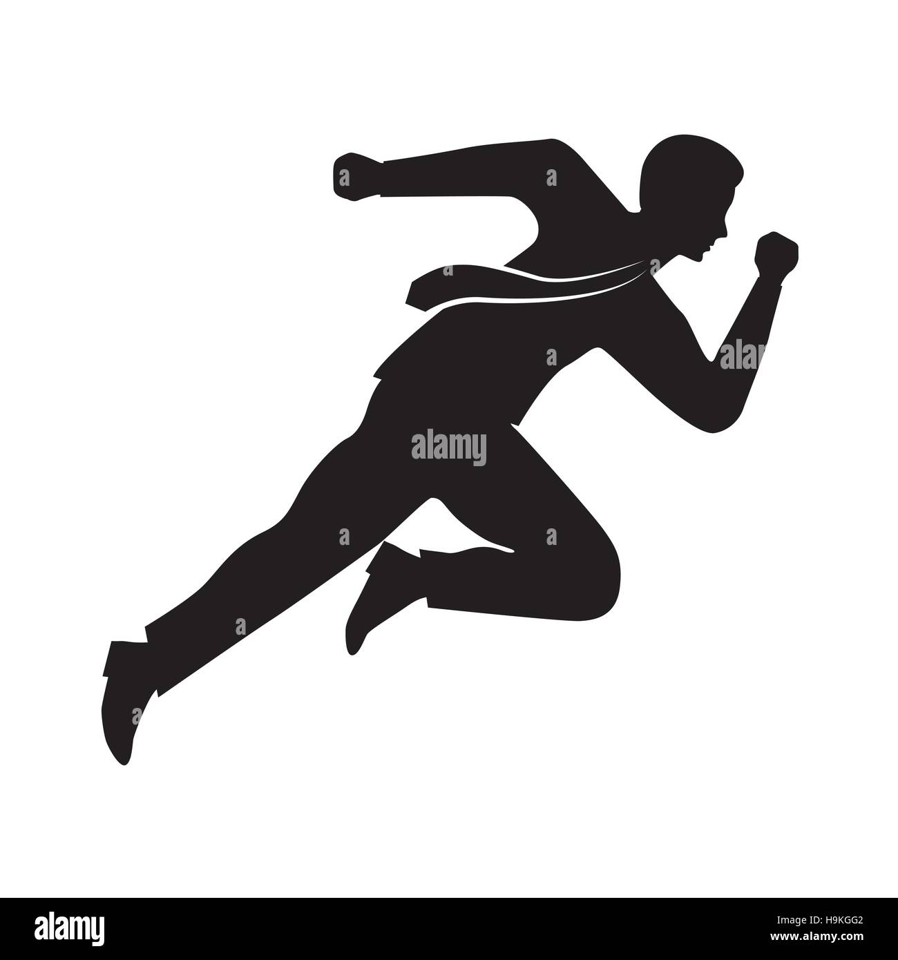 silhouette of businessman running icon over white background. vector ...