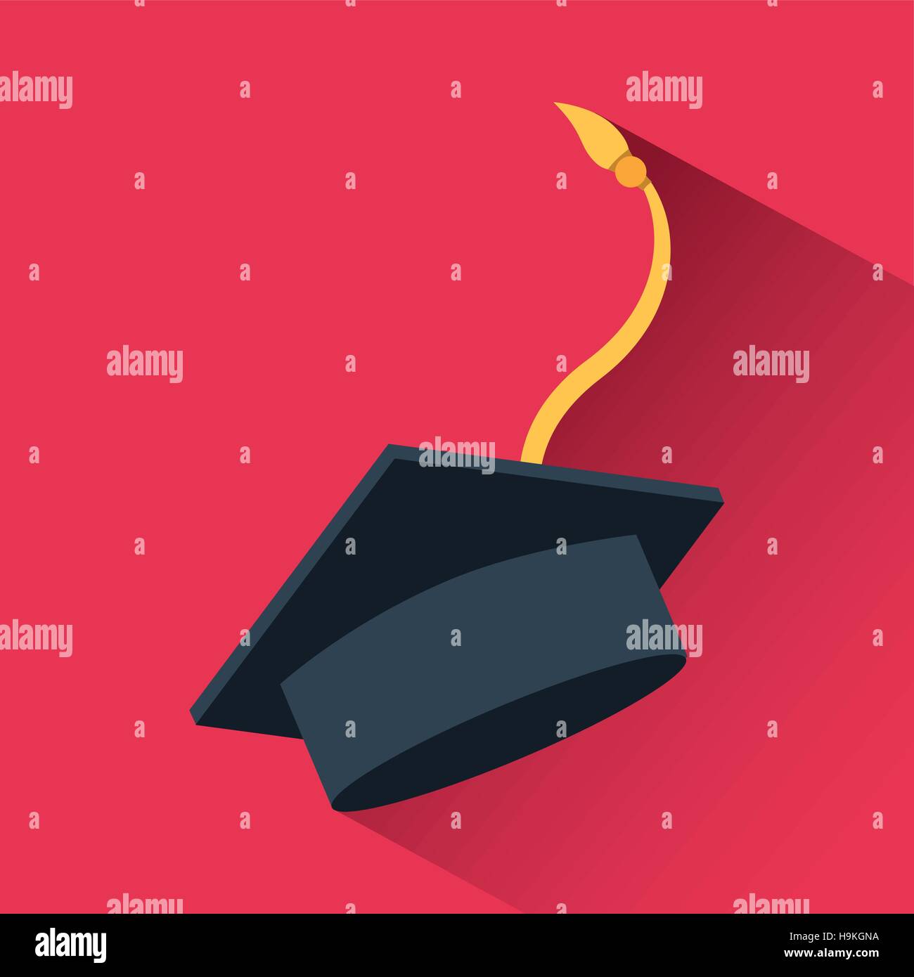 graduation cap with yellow cord over red background. colorful design ...