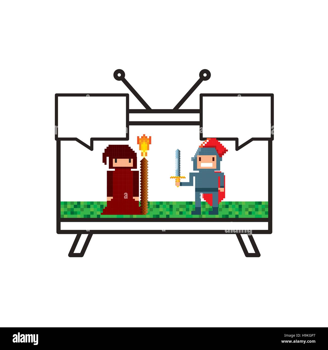 videogame on tv screen. colorful design. vector illustration Stock ...