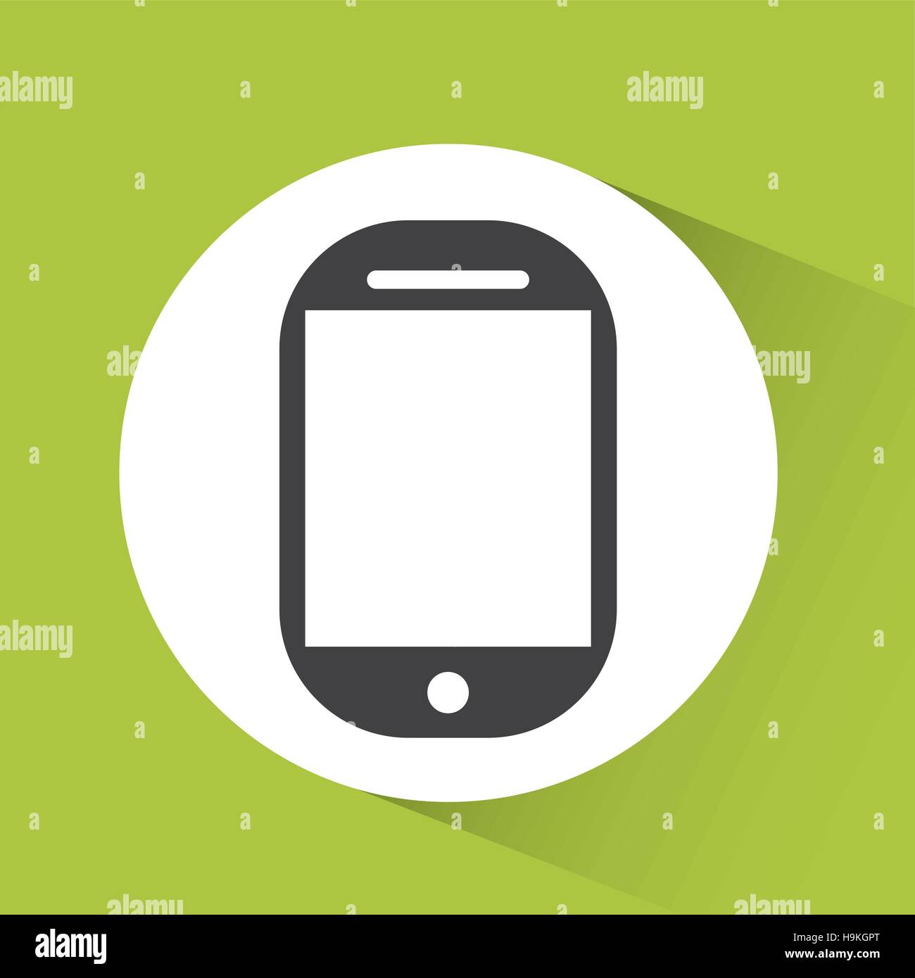 smartphone device icon over white circle and green background. vector ...