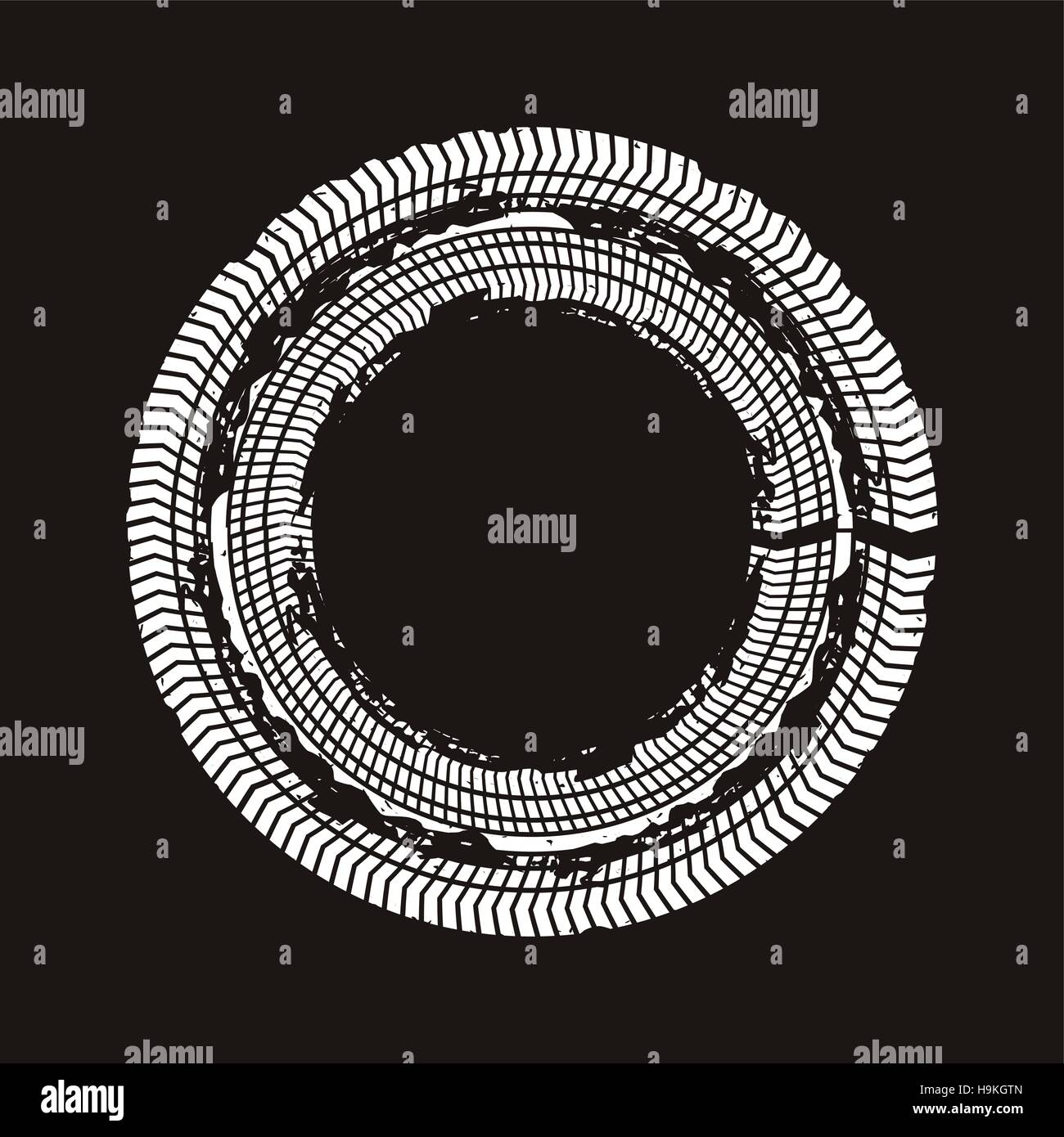 white wheels prints in circle shape over black background. vector ...