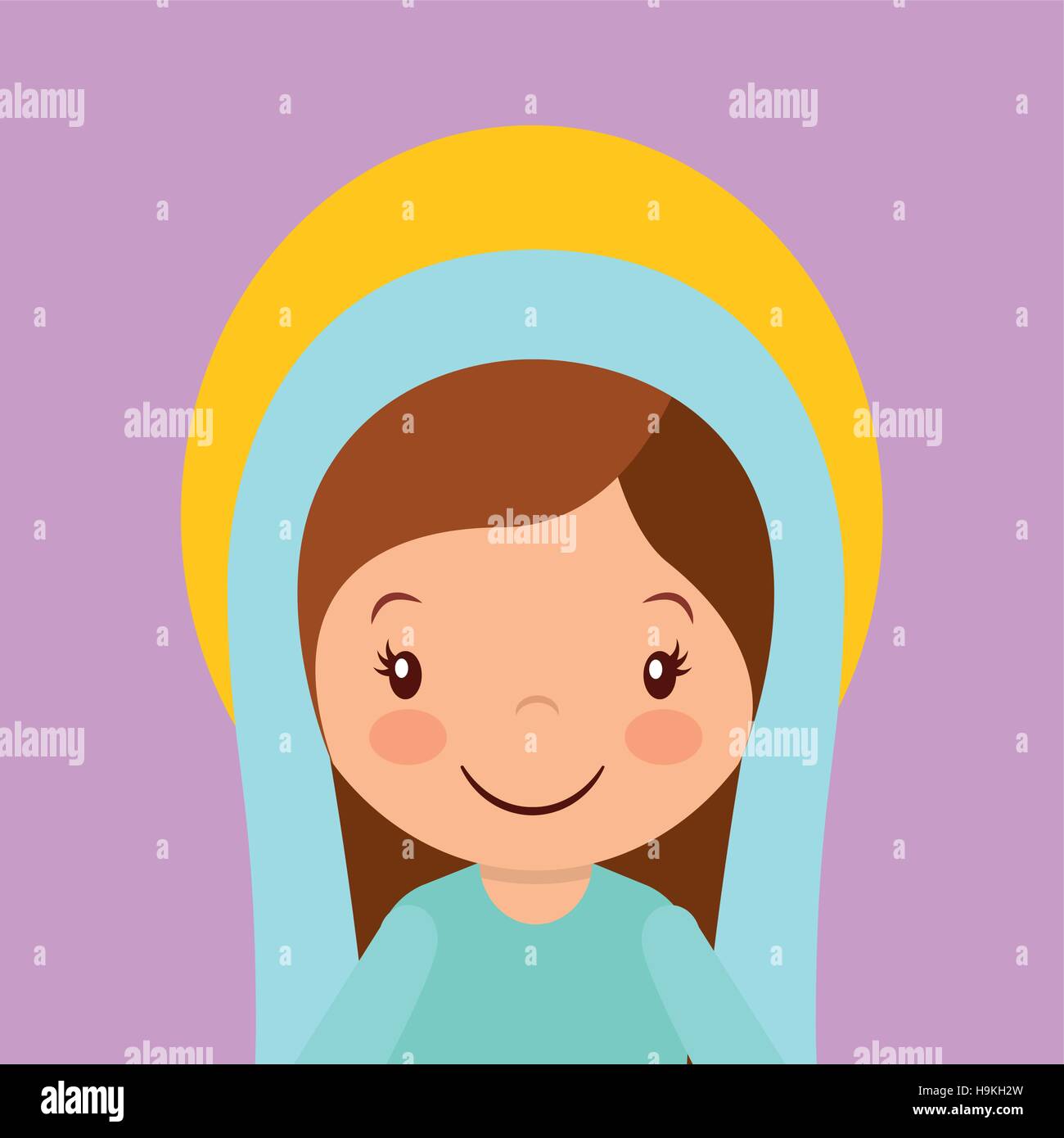 cartoon virgin mary smiling. colorful design. vector illustration Stock ...