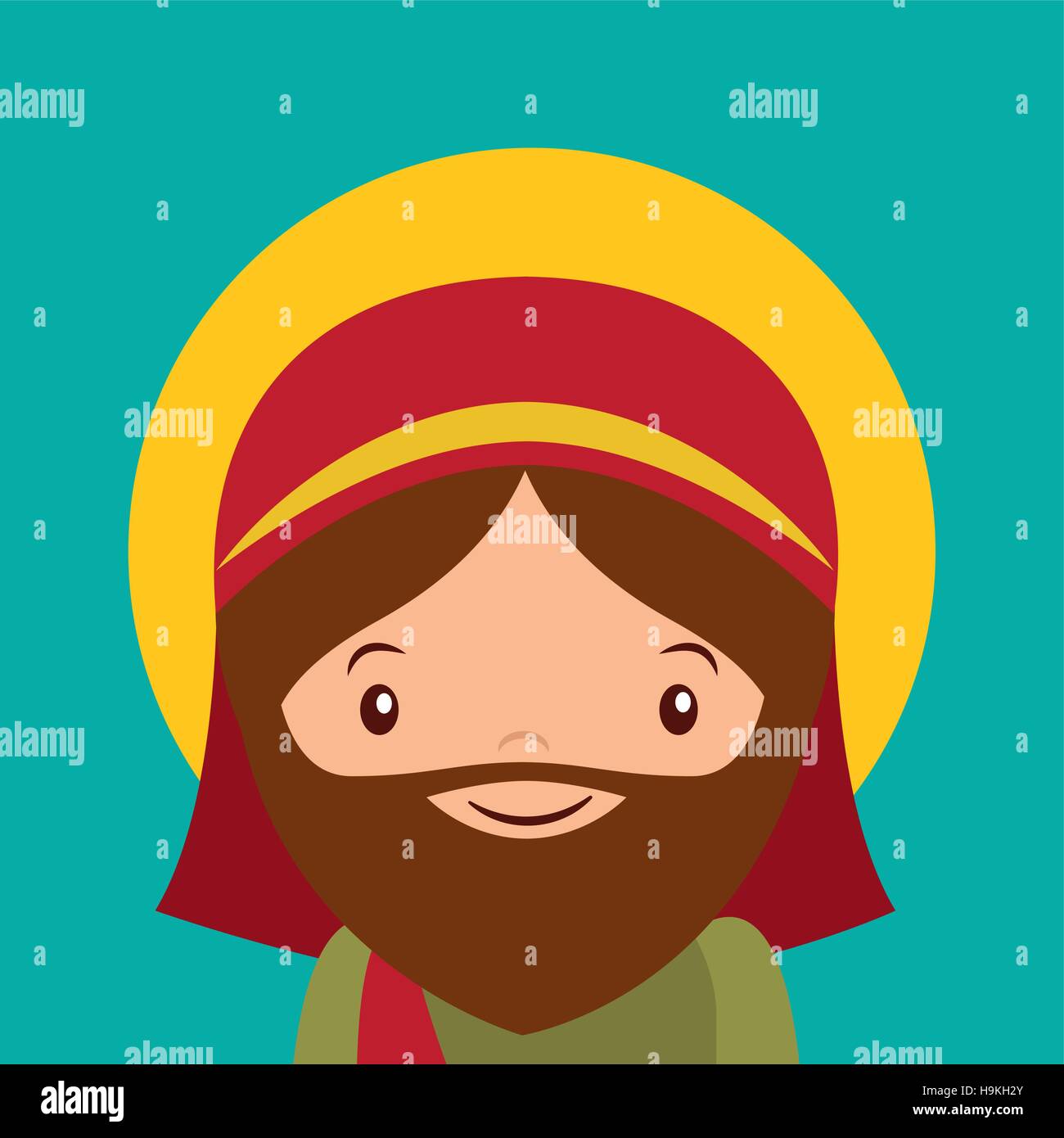 cartoon saint joseph smiling over blue background. colorful design ...