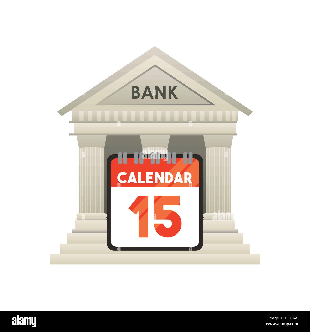 bank icon with calendar over white background. tax time design. vector ...