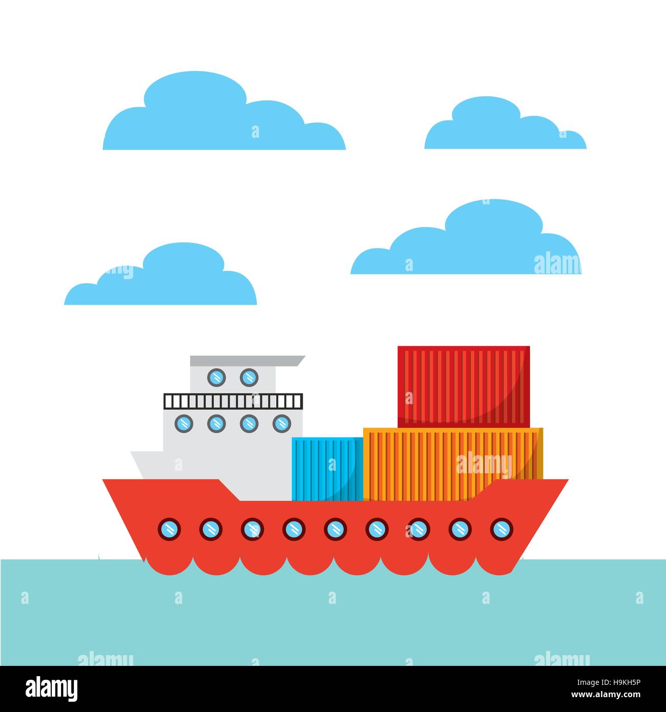 cargo ship with containers. export and import concept. colorful design ...