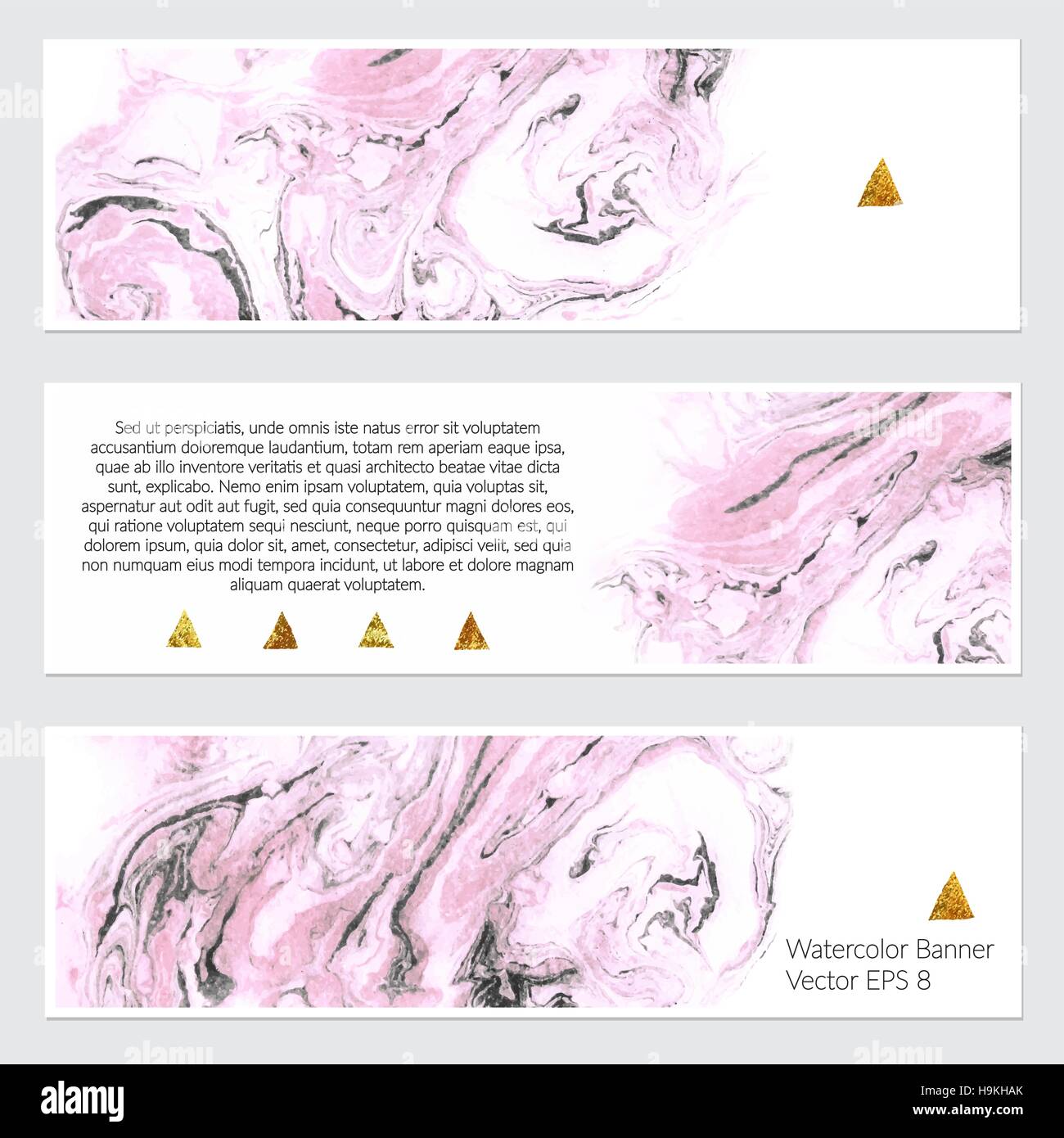 Vector. Set of hand drawn marble background with white pure places for ...