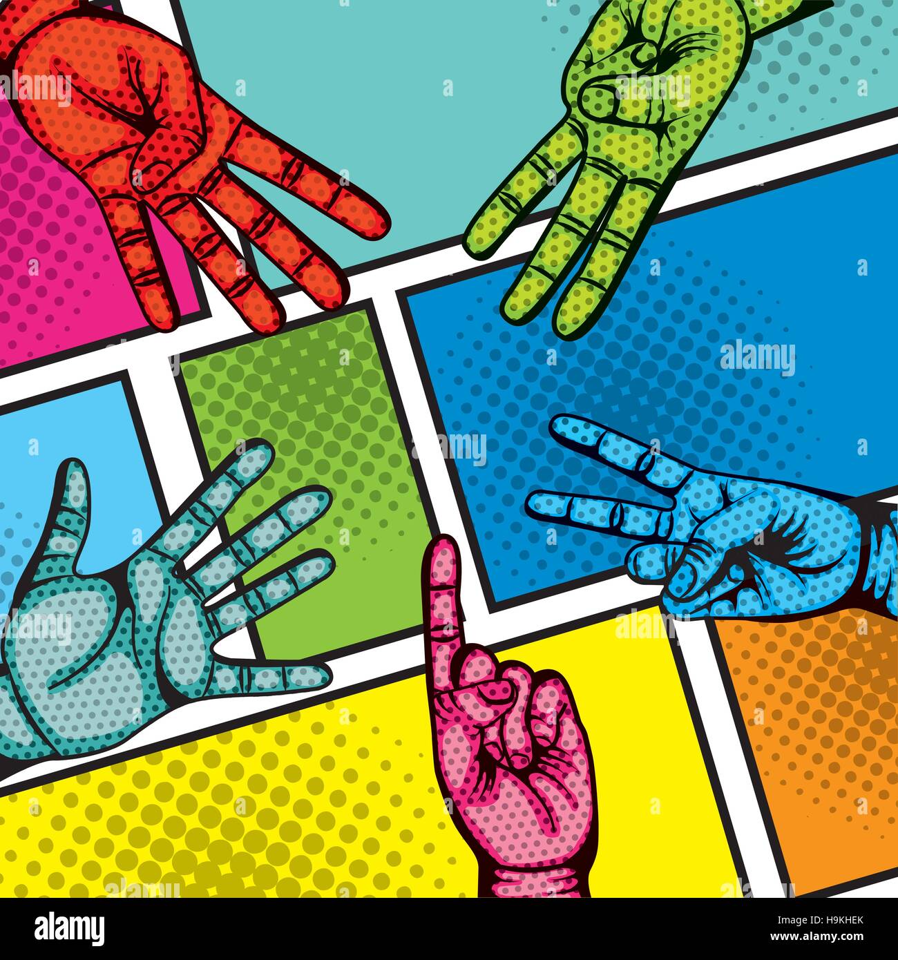 hands with numbers expression. comic and pop art concept. colorful ...