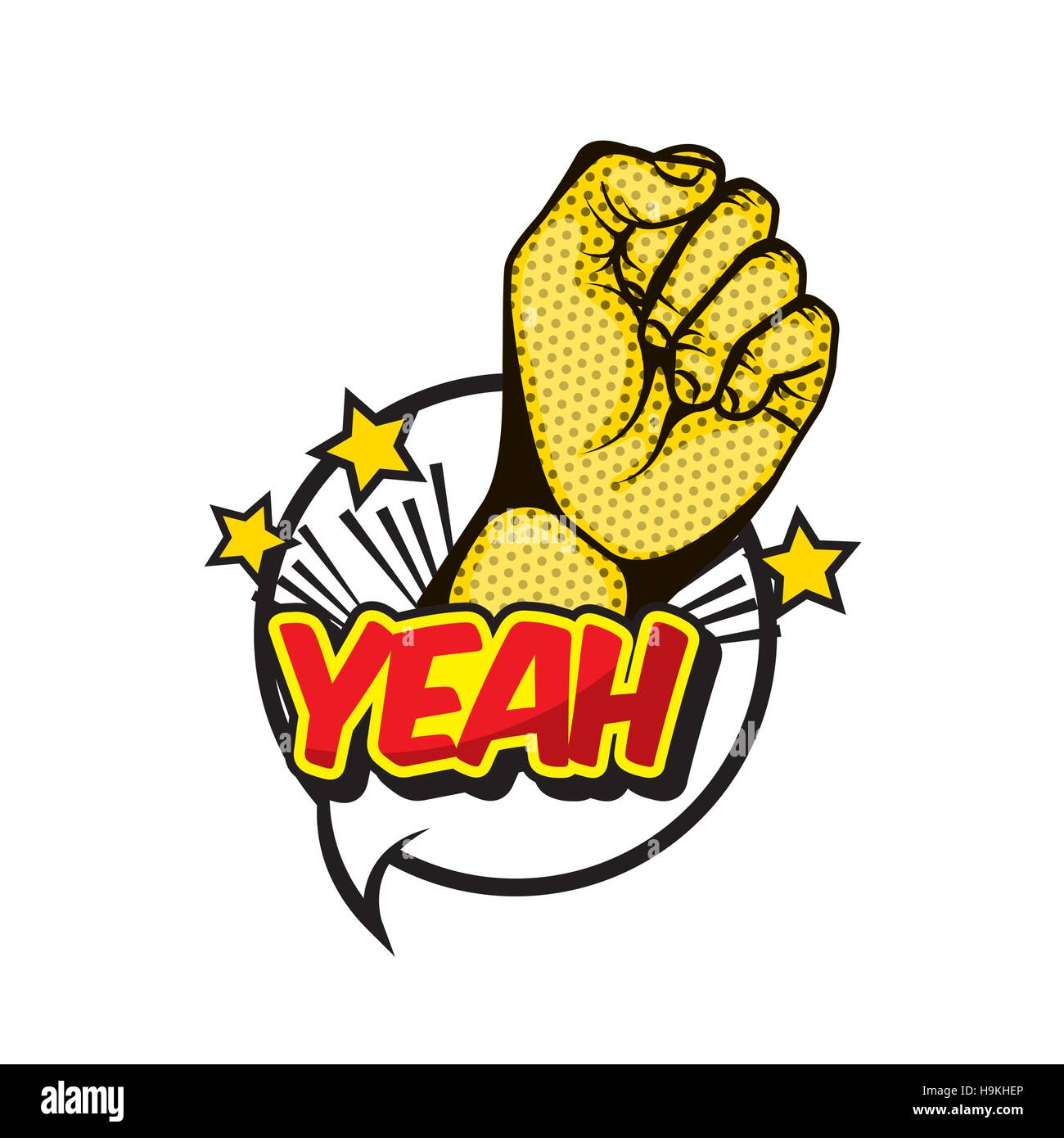 speech bubble with hand and yeah word over white background. comic and ... speech bubble with hand and yeah word over white background. comic and ...