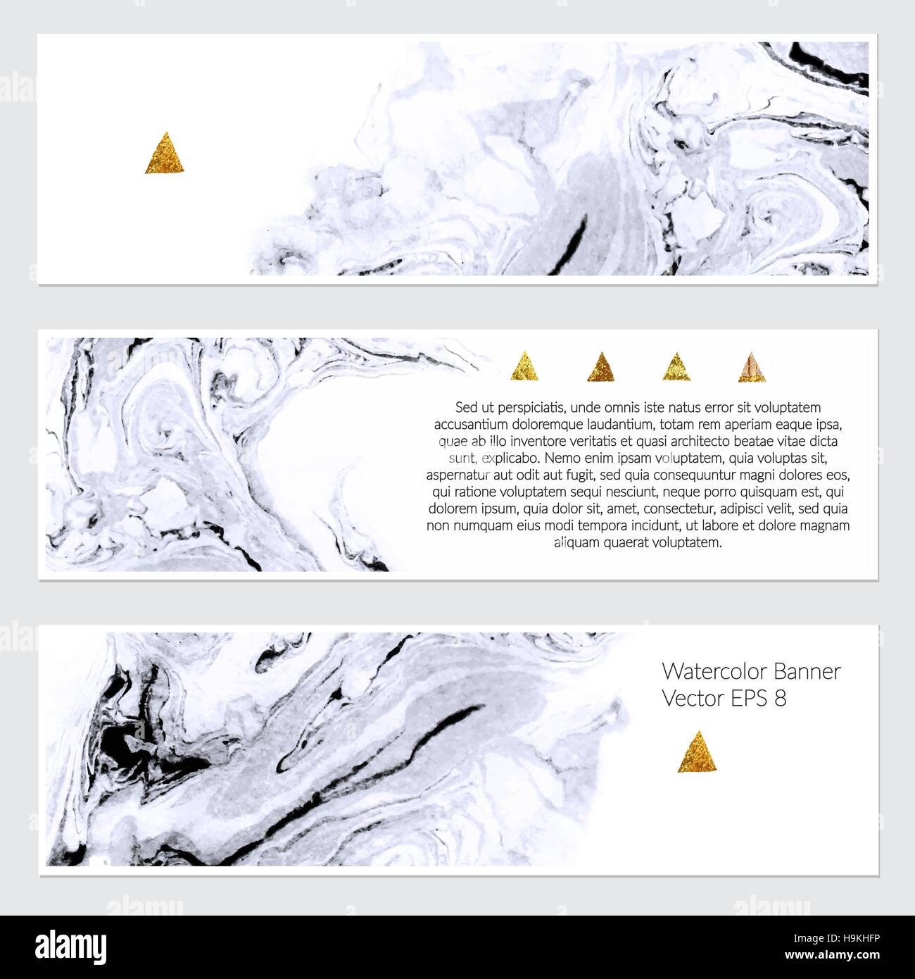 Vector. Set of hand drawn marble background with white pure places for ...