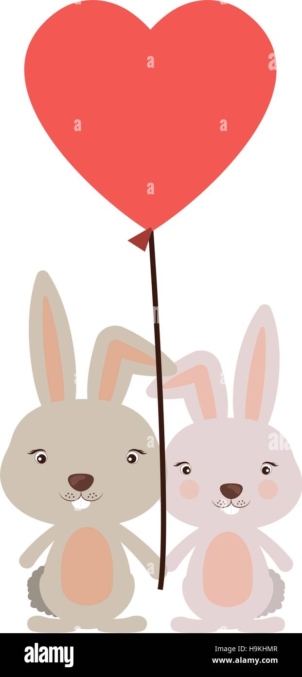 Rabbit cartoon in love icon. Animal cute adorable creature and friendly ...