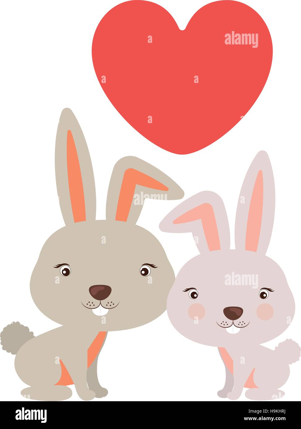 Rabbit cartoon in love icon. Animal cute adorable creature and friendly ...