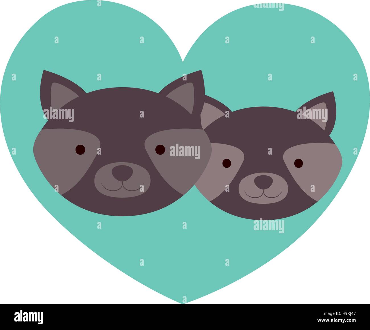 Raccoon cartoon in love icon. Animal cute adorable creature and ...