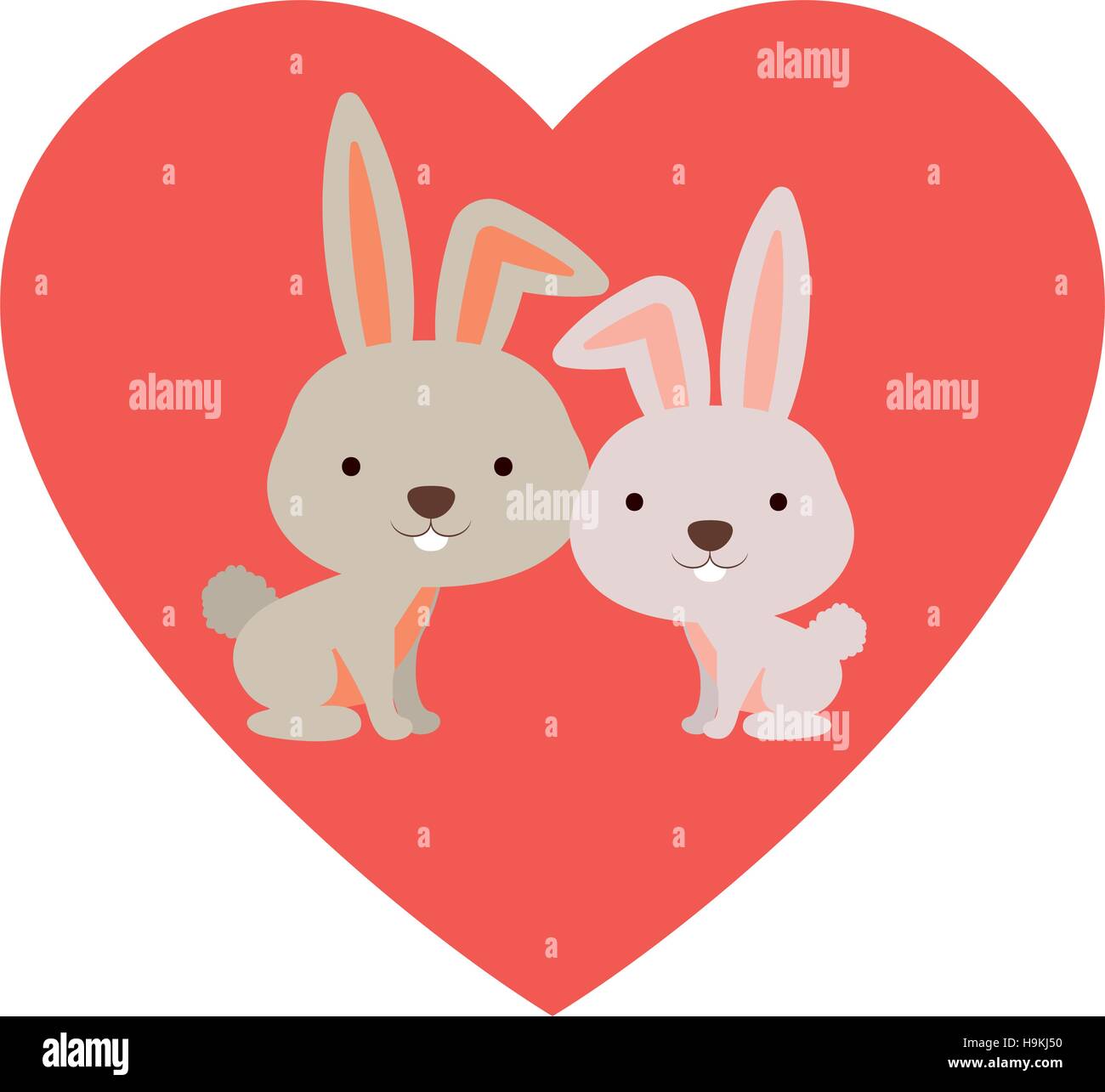 Rabbit cartoon in love icon. Animal cute adorable creature and friendly ...