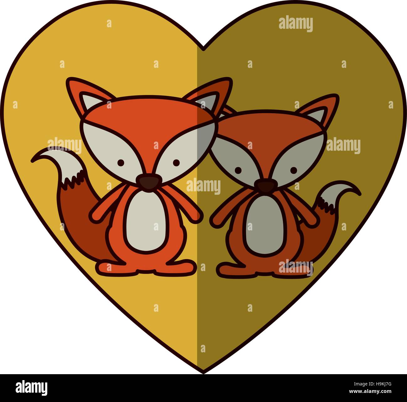 Fox cartoon in love icon. Animal cute adorable creature and friendly ...