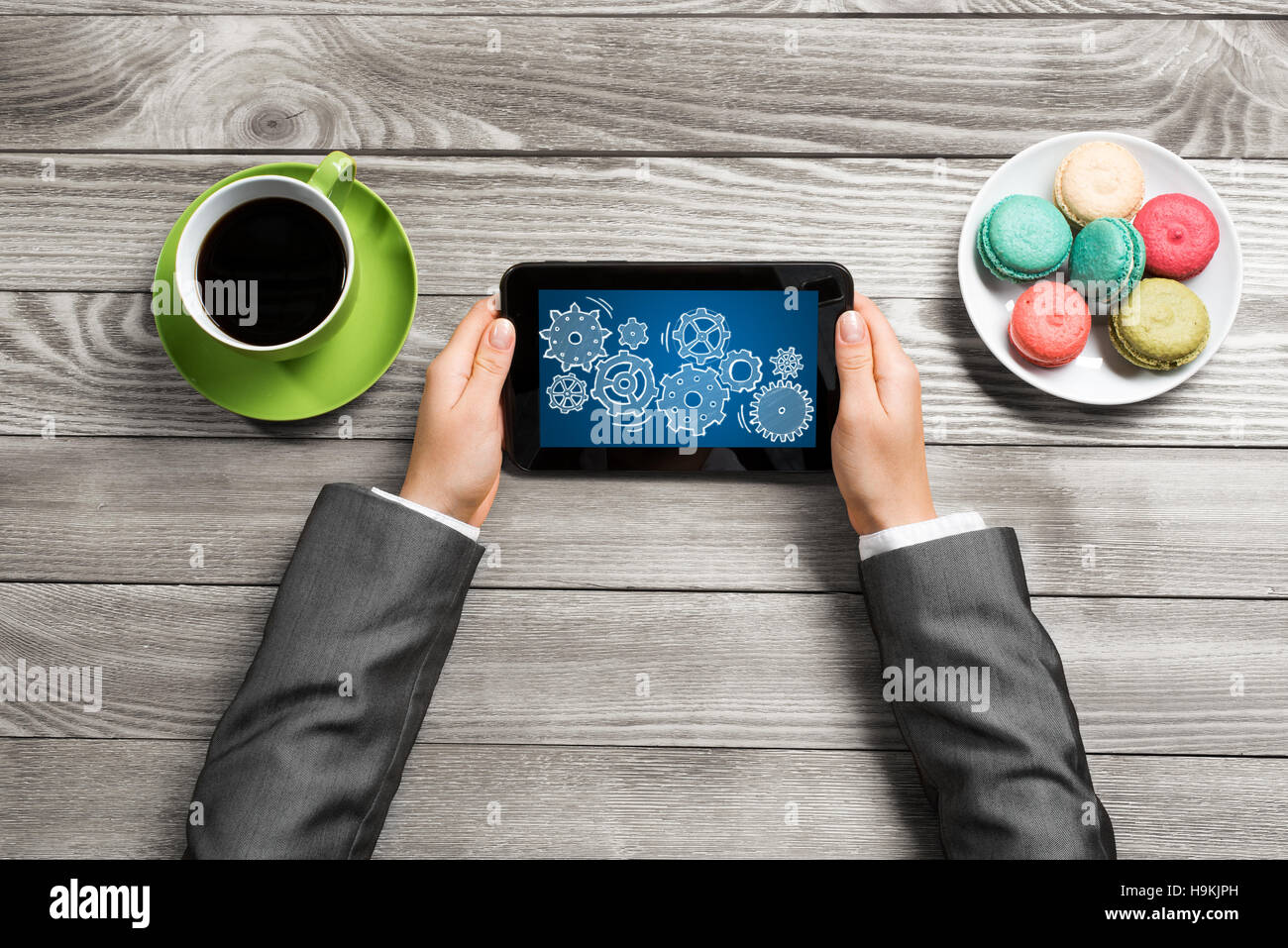 Having coffee break Stock Photo - Alamy