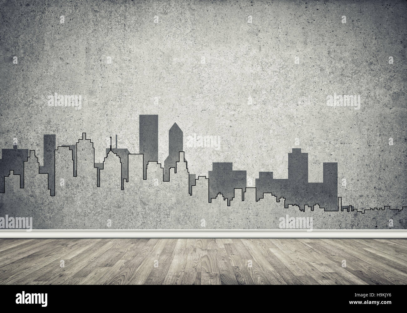 City design on wall Stock Photo - Alamy
