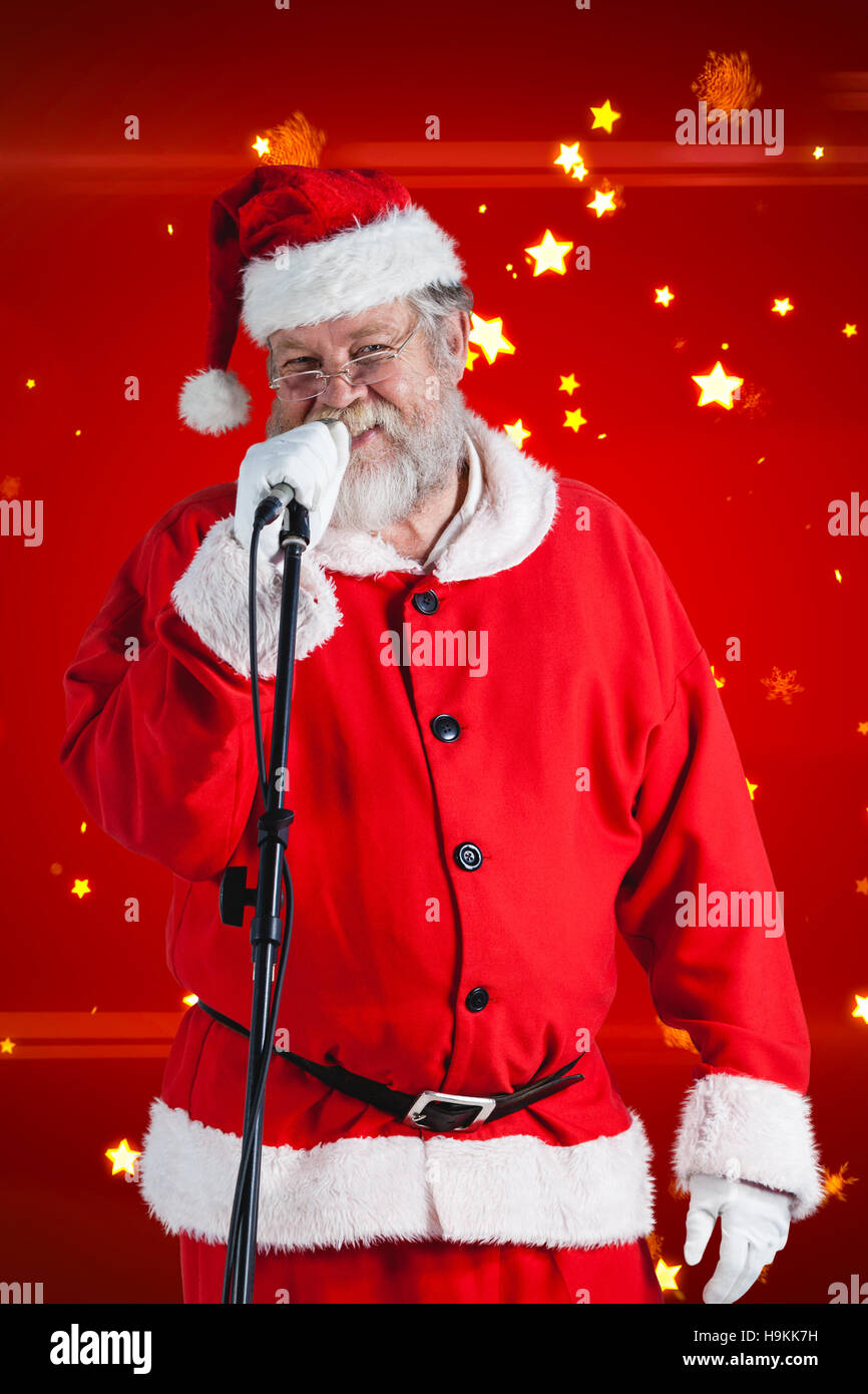 Composite image of santa claus singing songs against white background ...